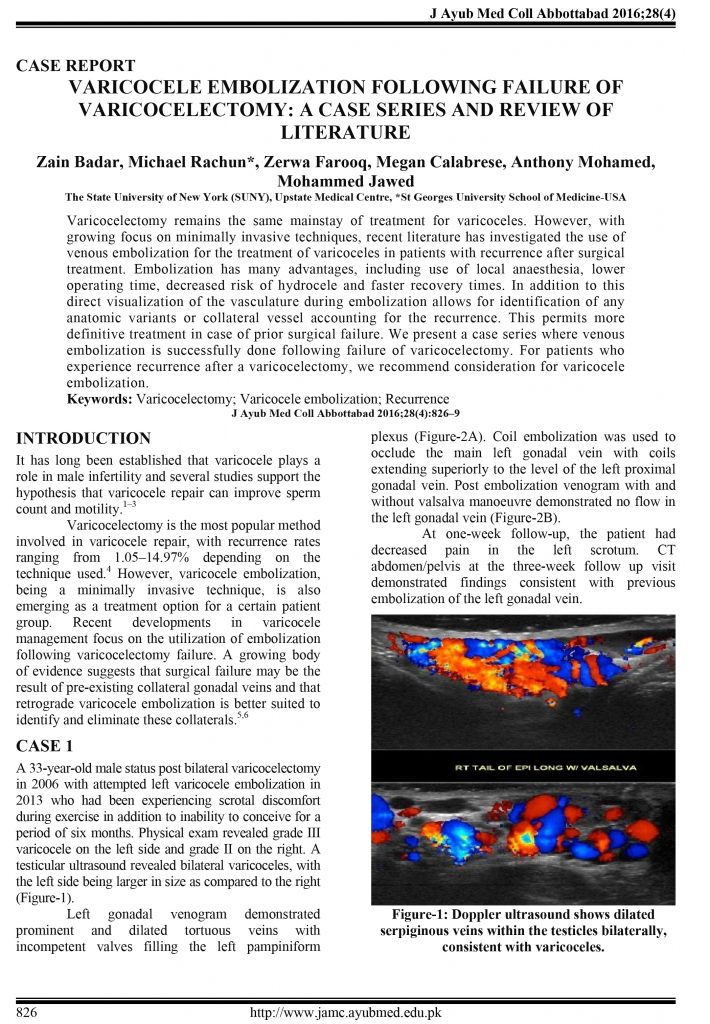 Clinical Evidence - Varicocele Treatment Top Specialist CA