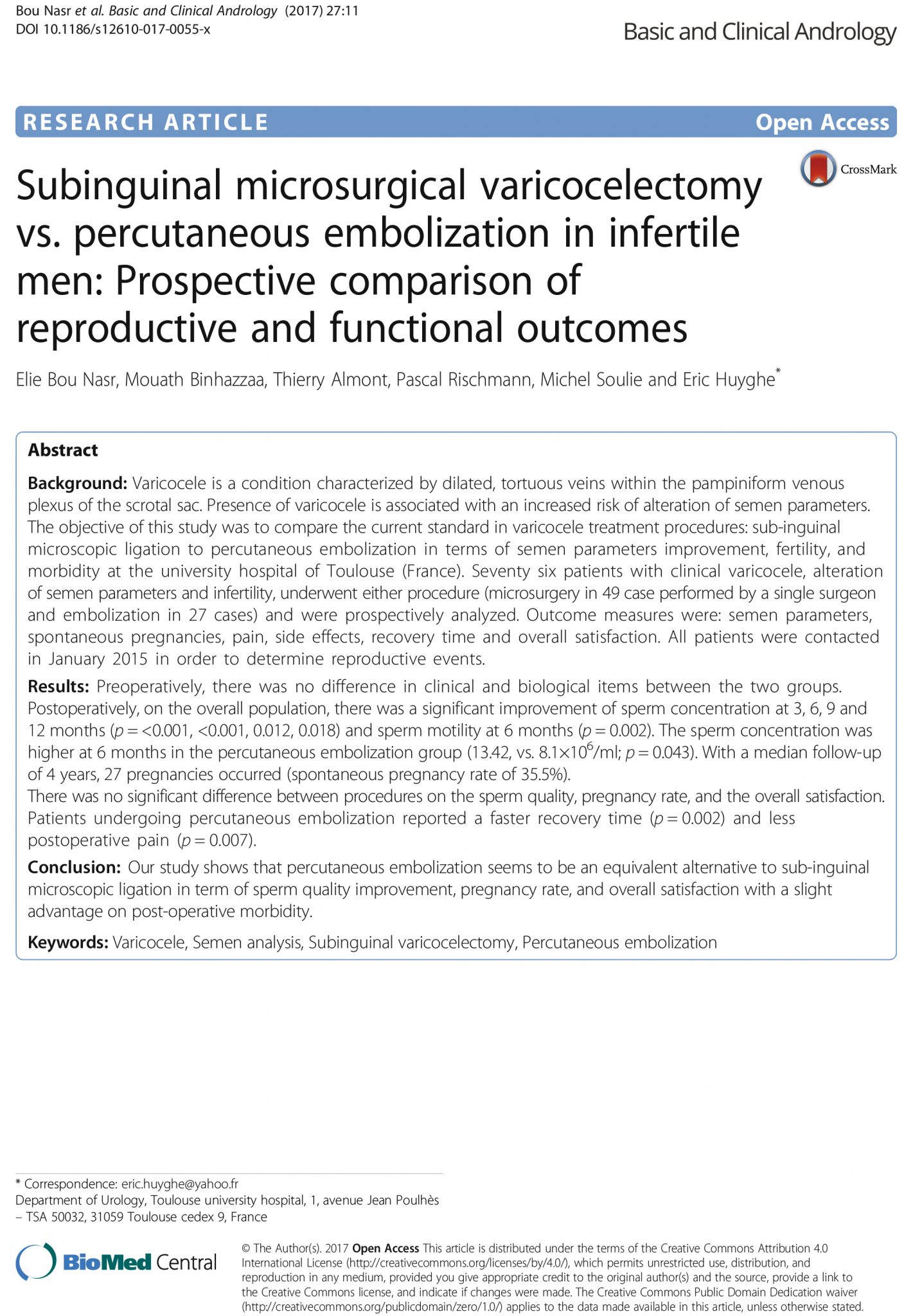 Clinical Evidence Varicocele Treatment Top Specialist Ca