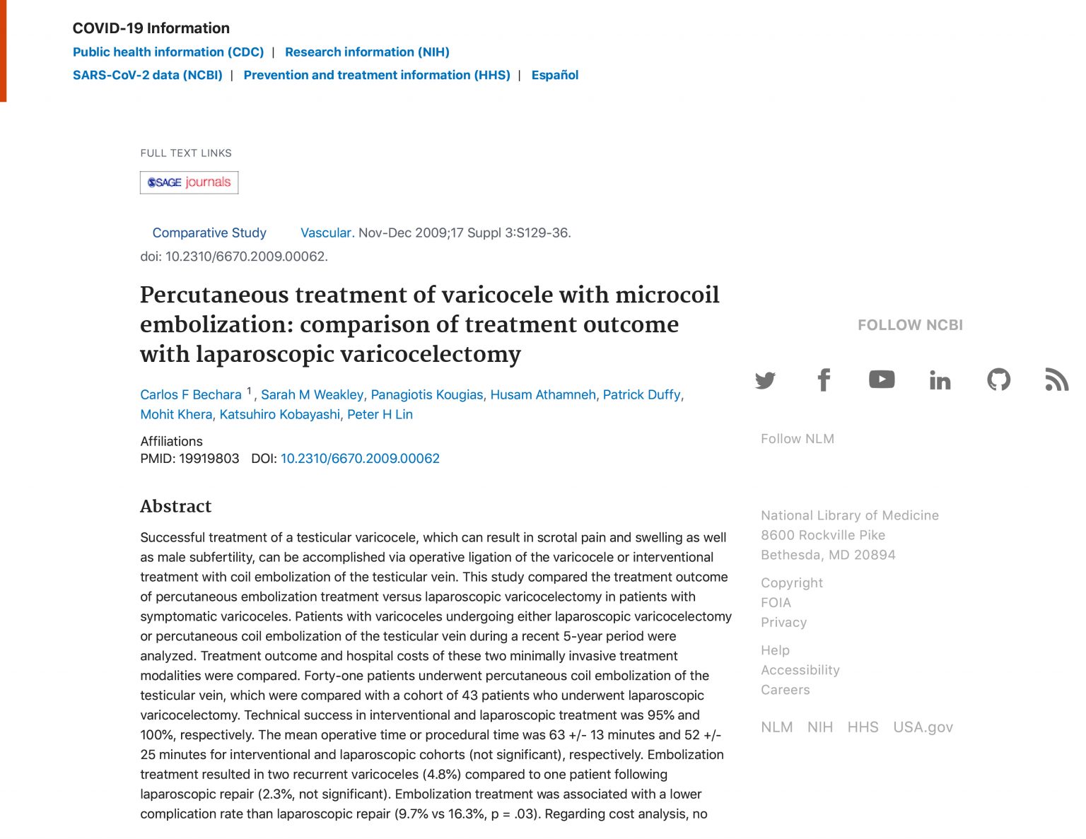 Clinical Evidence - Varicocele Treatment Top Specialist CA